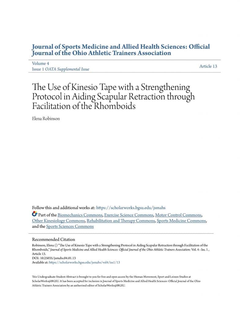 The Use of Kinesio Tape with a Strengthening Protocol in Aiding ...
